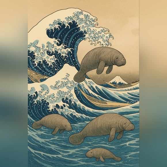Vintage | Art | Manatee Ocean Art Print Katsushika Hokusais The Great ...